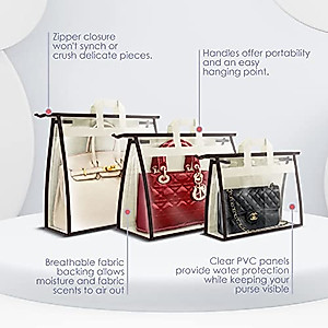 Purse Storage, Handbag Organizer, Dust Protector Bag, 10 Pack, 3 Sizes, Plastic, Clear Bags For Purses And Handbags, Bulk Closet Organizers, Anti Duster Covers, Designer Dustbag Cover | Houseables