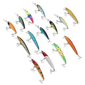 Artificial Fishing Baits,20pcs Fishing Lure Set,Reusable Fishing Tackle Accessories for Outdoor Saltwater Freshwater Trout Bass Salmon Fishing, 20pcs Fishing Lure Set,Artificial Fishing Baits,ReF