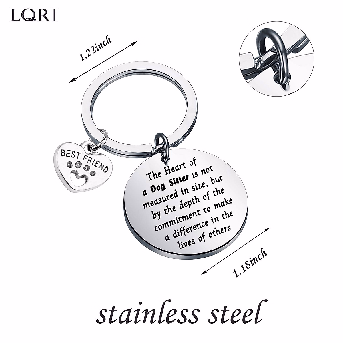 LQRI Dog Sitter Gift Pet Sitter Gift Dog Sitter Thank You Gift The Heart of a Dog Sitter is Not Measured in Size Appreciation Keychain for Dog Walker Dog Babysitter Pet Caretaker (sliver)