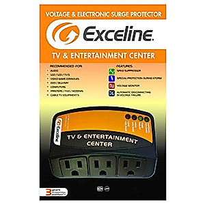 3-Outlet Electronic Surge Protector for Tv's, Audio Equipment, Video Games, Computers, Printers