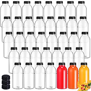 Bokon 100 Pack Plastic Juice Bottles with Caps for Juicing Clear Reusable Drink Containers with Lids Empty PET Beverages Bottles Bulk for Juicing Smoothies Drinking Beverages Fridge(12 oz)