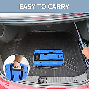 440 lb Folding Hand Truck, Heavy Duty Utility Dolly Platform Cart with Anti-Skid Strip, Luggage Cart with 6 Wheels, Blue