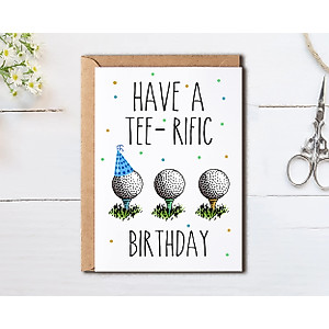 OystersPearl Have A Tee-Rific Birthday Card - Gift For Golfer - Golf Birthday Card - Birthday Gift For Men - Golf Gift - Meaningful Gift Cards - Sports Lover Gift Card