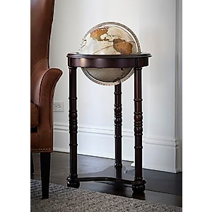 Replogle Lancaster—Bronze Metallic, Dark Cherry Wood Finish, Floor Model Globe, Perfect for Anyone Looking for a Elegant Floor Standing Globe That Fits Small Spaces (12"/30 cm diameter)