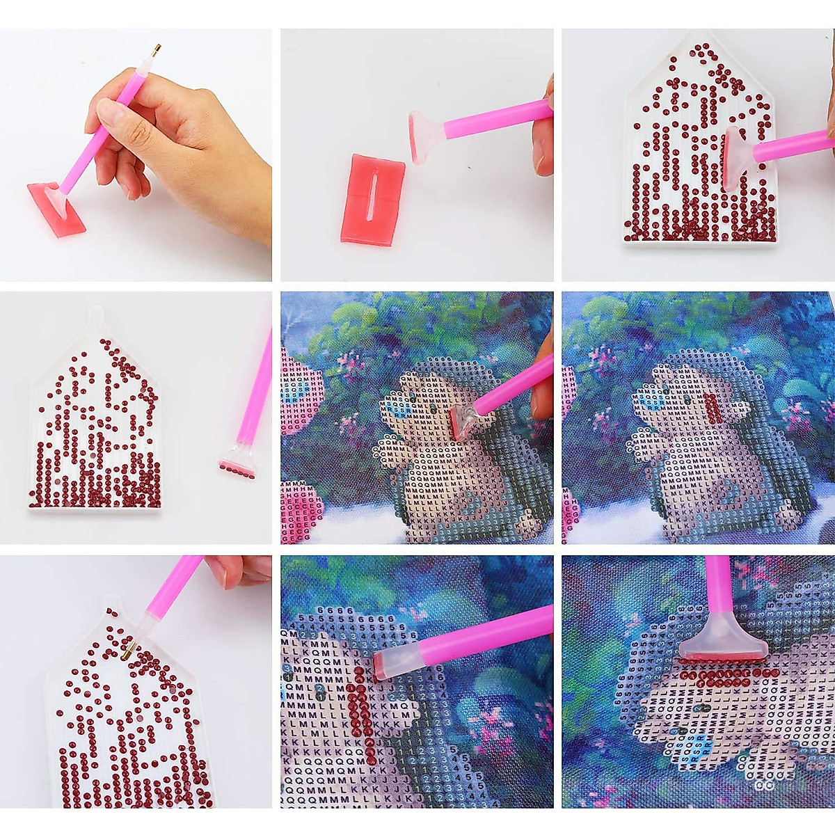 64 Slots Diamond Painting Storage Containers Portable Plastic Bead Storage Box with Diamond Painting Tools and Accessories Kit Apply to Full Drill & Partial Drill 5D Diamond Painting, Christmas Gift