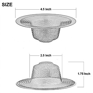 2 Pack - 4.5" Top / 3" Mesh Basket - Kitchen Sink Drain Strainer Stainless Steel Large Basket Food Catcher. Fast Flow and Effective Full Mesh Basket