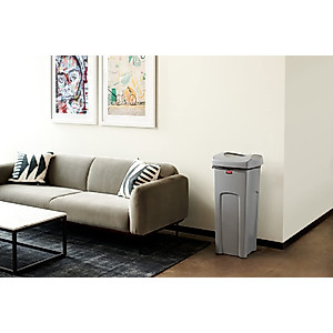 Rubbermaid Commercial Products Untouchable Square Trash/Garbage Can, 23-Gallon, Gray, Wastebasket for Outdoor/Restaurant/School/Kitchen