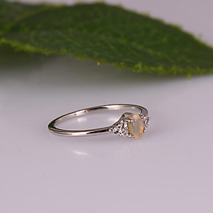 DHRUVANSH CREATIONS 925 Sterling Silver Ethiopian Opal with White Topaz Jewelry Ring, Boho Women Ring, Dainty Ring (8)