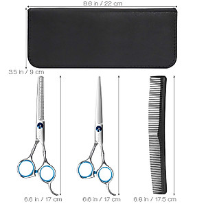 Hair Cutting Set, Professional Haircutting Barber Thinning Hairdressing Shears Set with Black Leather Case and Salon Cape
