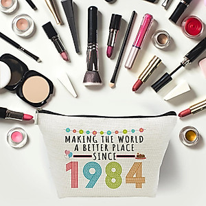 40th Birthday Gifts for Women, Funny 40 Year Old Gift Makeup Bag, 1984 40th Birthday Makeup Bags for Her, Mom, Aunt, Wife, Sister, Coworker, Friend, Making The World a Better Place Since 1984