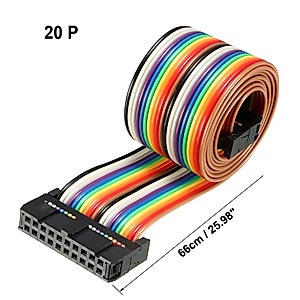 uxcell IDC Rainbow Wire Flat Ribbon Cable 20 Pins 66cm Length 2.54mm Pitch Type-B