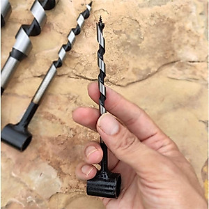 UONDER Multipurpose Manual Survival Drill Bit, with a Wooden Stick Hand Auger Woodworking Hole Saw Bit Fix The ​Tent Nails for Outdoor and Camping Perfect Addition Tool to Survival (Size : 0.866in)