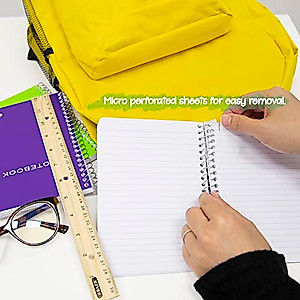 BAZIC Composition Book 100 Sheet 5" x 7" Poly Cover Spiral Notebook, Writing Journal College Ruled Notebooks, Assorted Color, 6-Pack