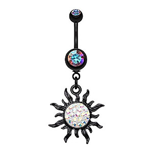 WildKlass Jewelry Blackline Multi-Sprinkle Dot Sun 316L Surgical Steel Belly Button Ring