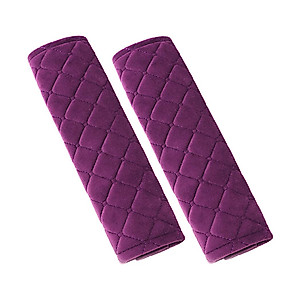 MLOVESIE 2 Packs Car Seat Belt Pads Plush Soft Seatbelt Cover Cushion Shoulder Strap Protector Romantic Purple