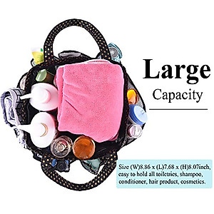 Haundry Mesh Shower Caddy Basket, Large College Dorm Bathroom Caddy Organizer with Key Hook and Oxford Handles, 8 Pockets, Hanging Portable Tote Bag for Camp Gym