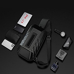 OZUKO Anti-Theft Sling Bag with LED Display, Waterproof Hard Shell Crossbody Shuolder Bag Travel Casual Daypack