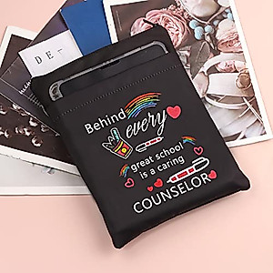 BAUNA Book Sleeve for School Counselor Book Nerd Book Sleeves Behind Every Great School Is a Caring Counselor Office Supplies Bag (School Counselor Book Sleeve)
