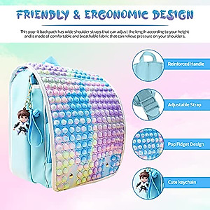 AmazTree Amaztree Rainbow Pop On It School Backpack Fidget Backpack for Kids, Teenagers Girls