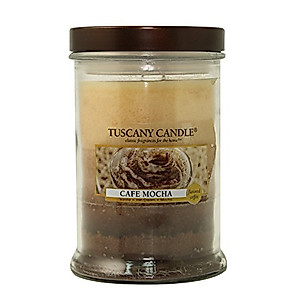 Langley Empire Candle Triple Pour, Mottled, Bronze Lid, 18-Ounce, Cafe Mocha, Black/White-Anthracite, (51429)