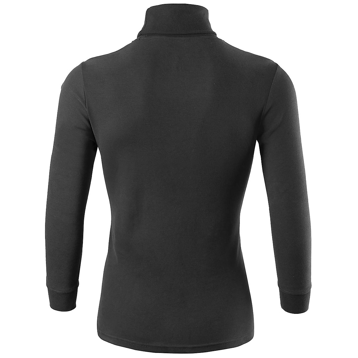 SERHOM Black Turtleneck Men Cotton Long Sleeve Mock Turtleneck for Men Thermal Underwear, M