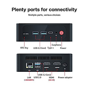 Beelink SER5 Mini PC,AMD Ryzen 5 5500U (6C/12T,up to 4.0GHz),Mini Computer with 16GB DDR4/500GB NVMe SSD, Micro pc Support Three Screen Display(2*HDMI/Type-C)/WiFi6/BT5.2