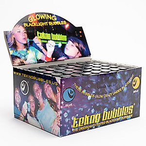 Atomic Bubbles: Tekno Bubbles - 48 Pack 1oz Bottles - UV Blacklight Glow Bubbles, Glow Parties, Indoor & Outdoor, Party Favors, Kid Safe & Non-Toxic