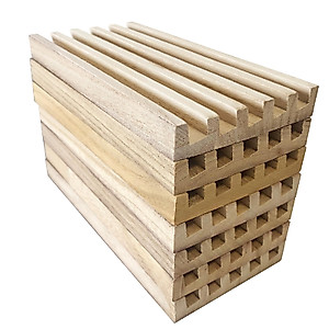 Yuanhe Domino Holder Trays Rack - Set of 8 Wooden Tiles Stand Holders for Mexican Train Rummy Chickenfoot