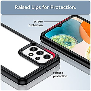 DFTCVBN Phone Case for Galaxy A23 Case, Samsung M23/Galaxy F23 SM-A235M Case with HD Screen Protector, Soft Bumper with Clear Crystal PC Hard Back Shockproof Cover Cases for Samsung Galaxy A23 Black