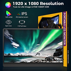 HAMTYSAN Portable Monitor, 15.6'' FHD 1080P Portable Laptop Monitor USB C HDMI Second External Monitor for Laptop, Desktop, Tablet, Phones, PS4/5, Xbox, Switch, Dual Speaker with Protective Case