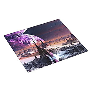 Galaxy Stars Hills Printed Drying Mat For Kitchen Ultra Absorbent Microfiber Dishes Drainer Mats Non-Slip Silicone Quick Dry Pad - 18 X 16inch