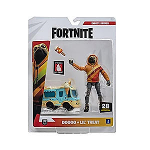FORTNITE DOGGO (EMOTE Series) - 4-inch Articulated Figure with Lil’ Treat Emote Vehicle and Snow Pop Accessory