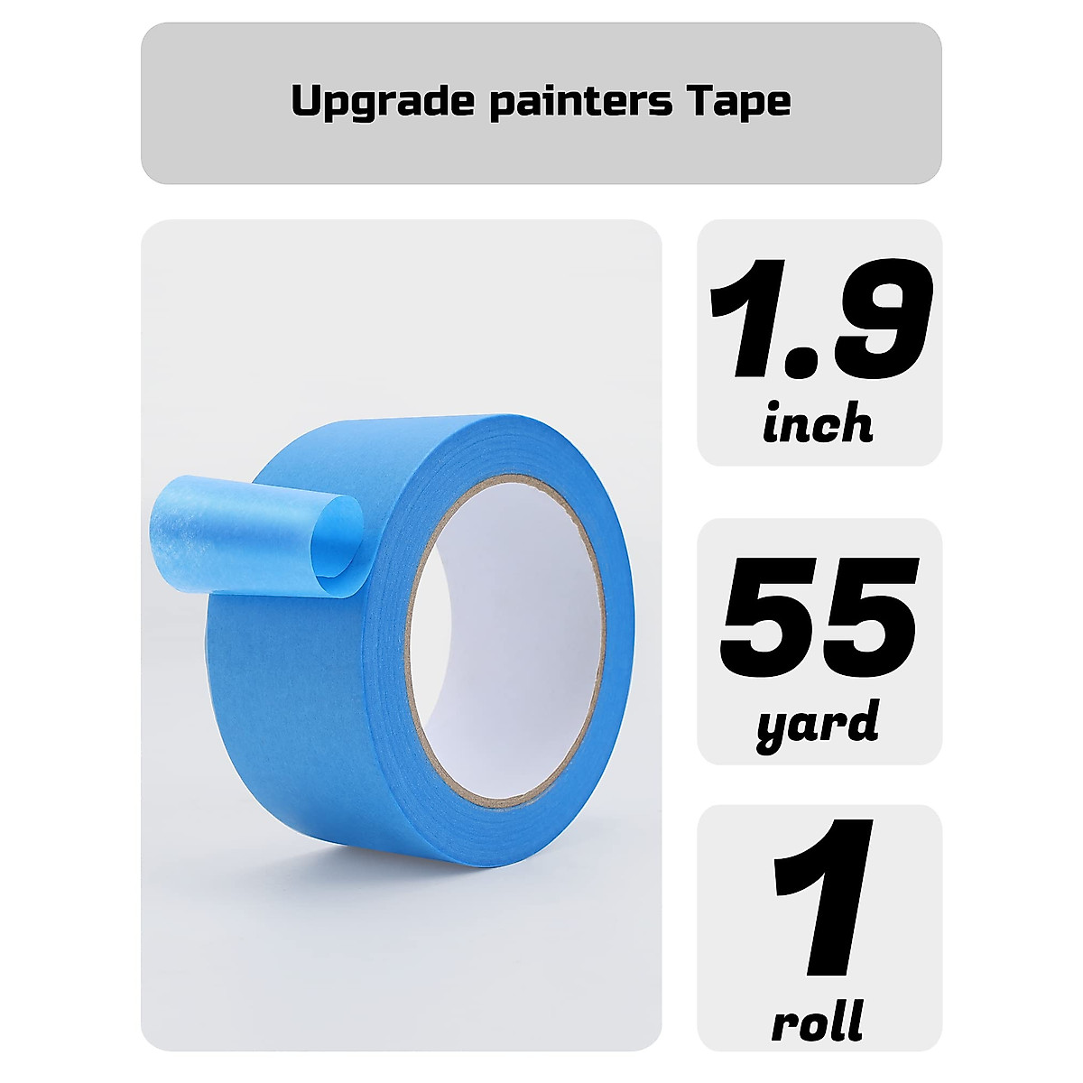 Lichamp Blue Painters Tape, 1 Pack 1.9 inch by 55 Yards Paper Tape, Blue Masking Tape for Crafts Arts