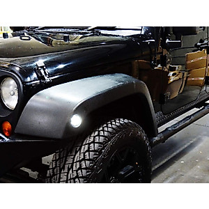 iJDMTOY Smoked Lens White Full LED Front Fender Flare Side Marker Light Kit Compatible With Jeep 2007-2017 Wrangler JK, Replace OEM Amber or Clear Sidemarker Lamps