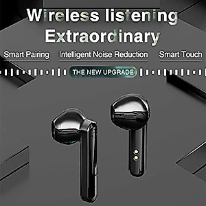 Wireless Earbuds, LED Bluetooth 5.1 Earbuds HiFi Sterero, IPX5 Waterproof Touch Control True Wireless Earbuds with Microphone, Bluetooth Headphones for Sport and Working Black