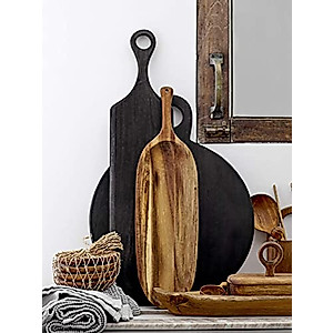 Bloomingville Acacia Wood Cheese and Cutting Board with Round Opening on Handle, Black