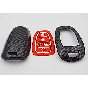 2-Layers Hybrid Carbon Key Fob Cover Case Protector for Hyundai Tucson Hybrid Se Sel Santa Fe Palisade Sonata Santa Cruz Ioniq 5 Nexo