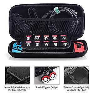 CampFENSE Carrying Case for Switch/Switch OLED, Protective Hard Shell Travel Carry Case compatible with Console & Accessories, with 10 Game Card Slots and 2 Screen Protectors (Oxide Dark)