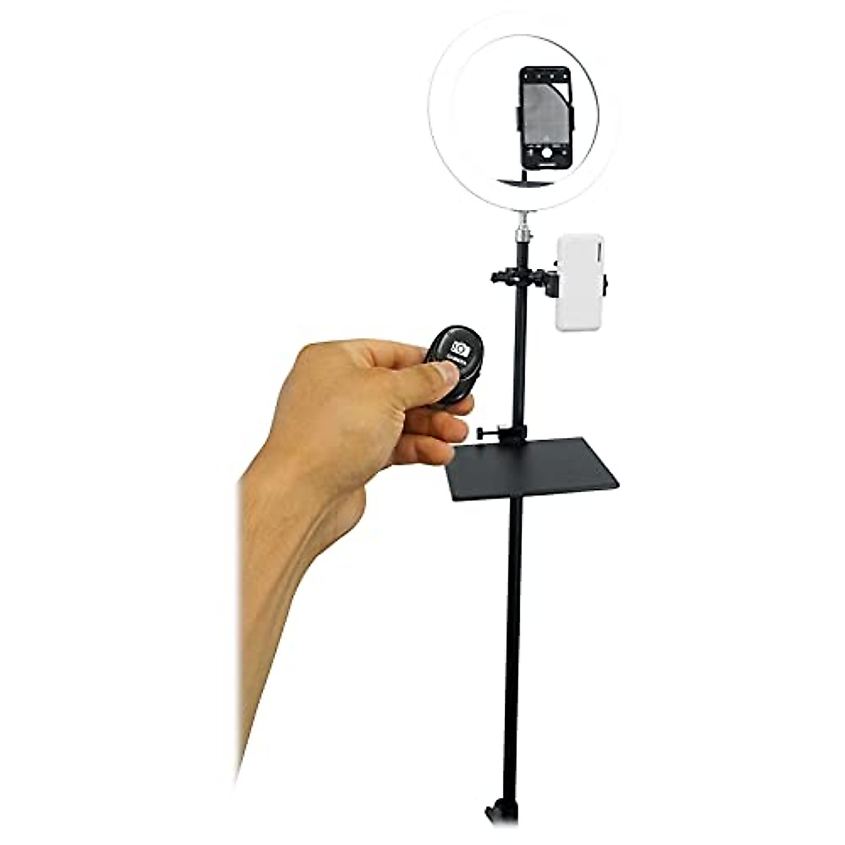 Rockville Halo Tripod Bundle 12" Selfie Light+Powerbank+Remote+Stand+Tray