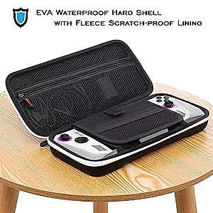 ADVcer Rog Ally Handheld Case, Waterproof EVA Hard Shell Protective Travel Case with Inner Transformable Game Console Stand, Flannel Soft Lining, Double Zipper, Carrying Handle for Rog Ally 7" (White)