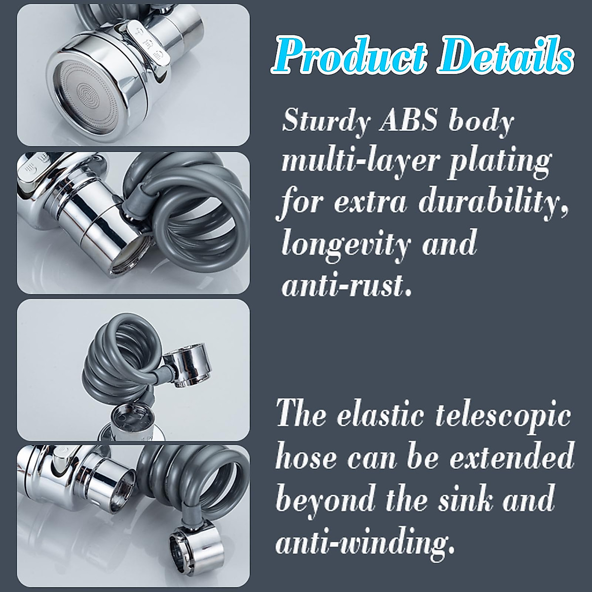 Faucet Sprayer Attachment,Kitchen Sink Sprayer, Sink Sprayer Attachment for Faucet,Kitchen Faucet Sprayer Attachment with Stretchable Hose, Faucet Extender for Kitchen Sink with 3 Water Outlet Modes