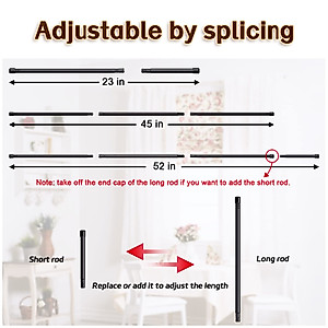 Curtain Rods for Windows 28 to 48 Inch, 5/8 Inch Matte Black Curtain Rod Set with Brackets Heavy Duty Small Drapery Curtain Rods, Size: 23-52 Inch