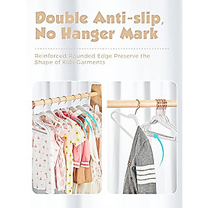 Smartor Kids Velvet Hangers 50 Pack, 14'' Inch Premium Non Slip Kids Felt Hangers for Closet, Space Saving Toddler Clothes Hanger for Youth's Childrens' Clothes Shirts, Pants, Dresses - White