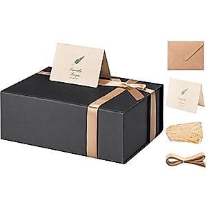 LIFELUM Black Gift Box 13 x 10 x 5 inch Large Gift Box with Lid Magnetic Gift Boxes for Presents Contains Card, Ribbon, Shredded Paper Filler Gift Box for Valentine's Day (1 Pcs