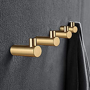 4 Pcs Brass Wall Hooks, Gold Coat Hooks for Wall, Towel Cloth Robe Hangers Hooks Wall Mounted, Brass L-Shaped Heavy Duty Bathroom Kitchen Living Rooms Hat Key Hooks