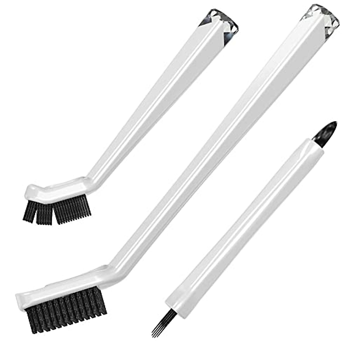 The Crown Choice Grout Cleaning Brushes Set (3 Pack) – Deep Cleaner Small Multi-Purpose Scrub Brush Set with Stiff Nylon Bristles to Clean Corners, Spaces, Tile, Shower, Window, Door Track, Floors