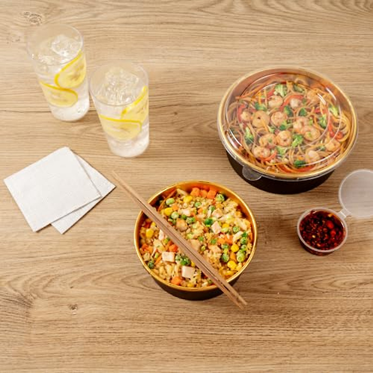 Restaurantware Foil Lux 25.3 OZ Take Out Container, 50 Insulated Foil Lining Food Container - Greaseproof, Stackable, Black Paper To Go Food Container, For Hot Or Cold Foods, Lids Sold Separately