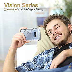 SURITCH Clear Case for Samsung Galaxy S10e,【Built in Screen Protector】【Support Wireless Charging】Hybrid Protection Hard Shell+Soft TPU Bumper Rugged Case Shockproof for Samsung S10e 5.8" (Clear frame)