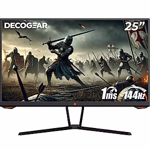 Deco Gear 25" Gaming Monitor, Fast IPS 1ms (GTG) Panel with 144Hz Refresh Rate, 1920x1080 Full HD Resolution