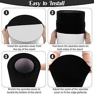 Spandex Cylinder Pedestal Stand Covers Set of 5 Stretchable Cylinder Plinth Covers Dessert Table Display Pillars Cover for Wedding Props Babyshower Birthday Party Event Decor (Black)